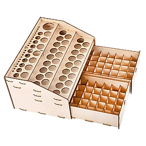 CWDRDX DIY Wooden Organizer Paint Bottles Display Brushes Holder Stand Storage Model Tool