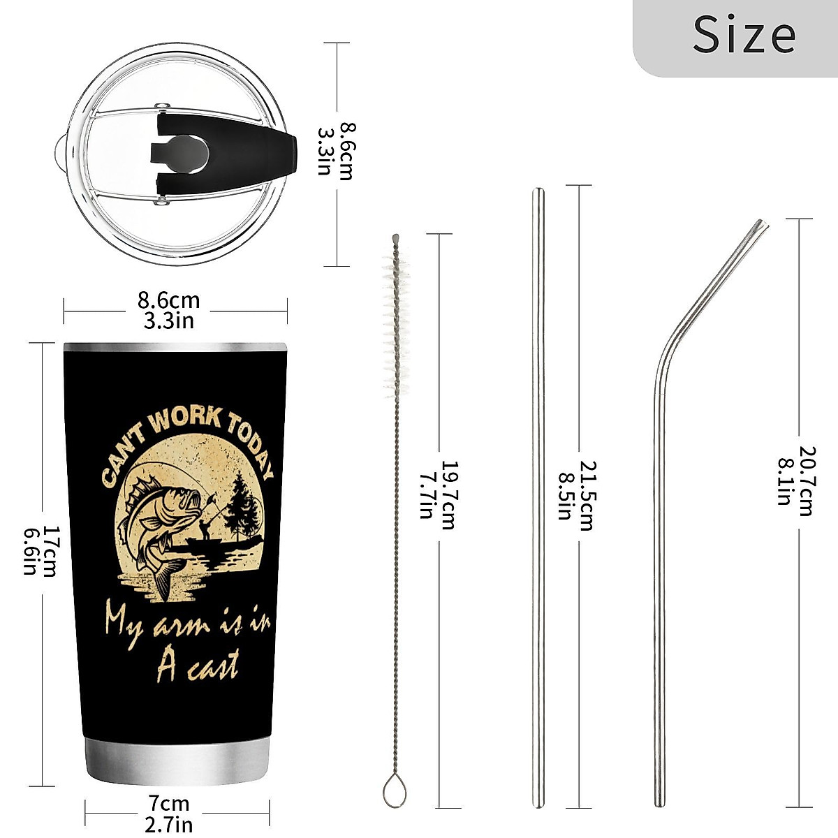 JUDIAN 20oz Fisherman Tumblers - Coffee Travel Mug Gifts for Husband, Dad, Grandpa, Boyfriend - Fishing Accessory