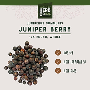 Monterey Bay Herb Co. Whole Juniper Berries | Add to Soups, Braised Meats & Game (1/4 Pound)
