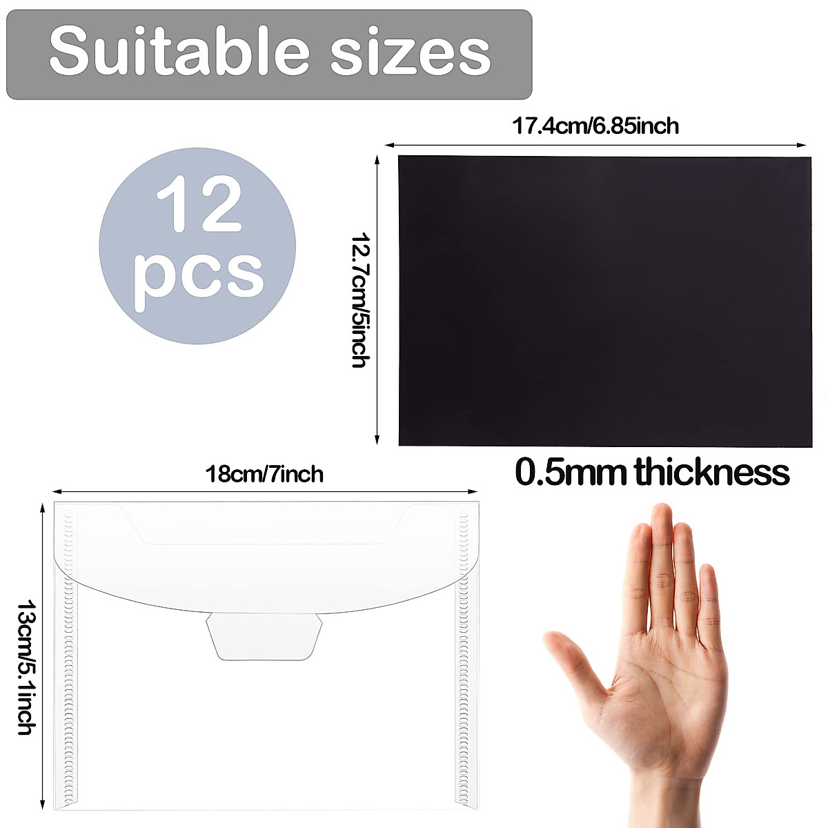 24 Pcs Stamp and Die Storage Bag and Rubber Magnetic Sheet Resealable Storage Pocket,Scrapbooking Storage Stamps and Dies for Card Making Die Cutting (0.5 mm Magnet Sheet)