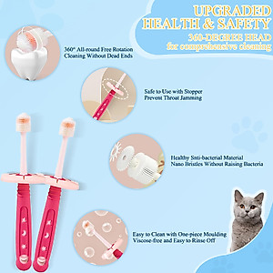 6Pcs Cat Tooth Brushing kit, Includes 360° Silicone Cat Toothbrushes with Suction Cup Holders Anti-choking, Dog Finger Toothbrushes, Dental Silvervine Catnip Toys - Safe Oral Hygiene for Dogs and Cats