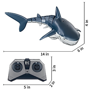 TEMI Remote Control Shark Toys, 1:18 High Simulation Scale Fish with Light and Spray Water for Lake Bathroom Pool Christmas Birthday Gift Electric RC Boat for Kids Ages 6+ Boys