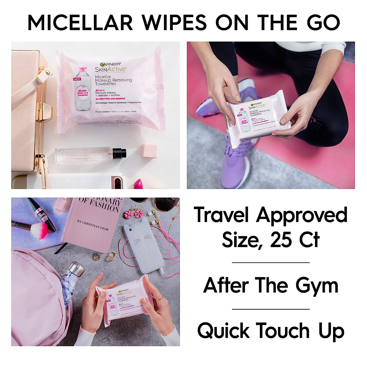 Garnier Micellar Facial Cleanser & Makeup Remover Wipes for Waterproof Makeup 25 Count (Packaging May Vary)