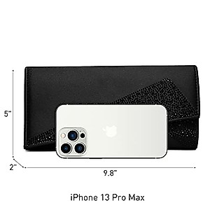 Dasein Women Rhinestone Evening Clutch Bags Formal Party Clutches Wedding Purses Cocktail Prom Clutches (Black)