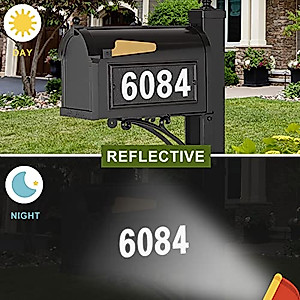Reflective Mailbox Numbers for Outside, 4 Sets Large 4 inch 0-9 Self Adhesive Address Numbers for House Doors (4 inch, Silver)