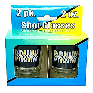 Black Ball Corp. Drunk - 2oz Novelty Shot Glass - 2 Piece Set