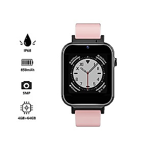 ZUONU Air 4G LTE Smart Watch Phone GPS 4GB 128GB HD Camera 5MP Men Face ID WiFi Android 9.1 IP68 Waterproof Smartwatch (Color : A, Size : 4GB with 128G)