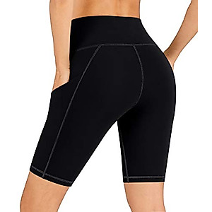 TOREEL 2 Pack Biker Shorts Women with Pockets 8" High Waisted Tummy Control Workout Shorts for Women Spandex Compression Exercise Shorts