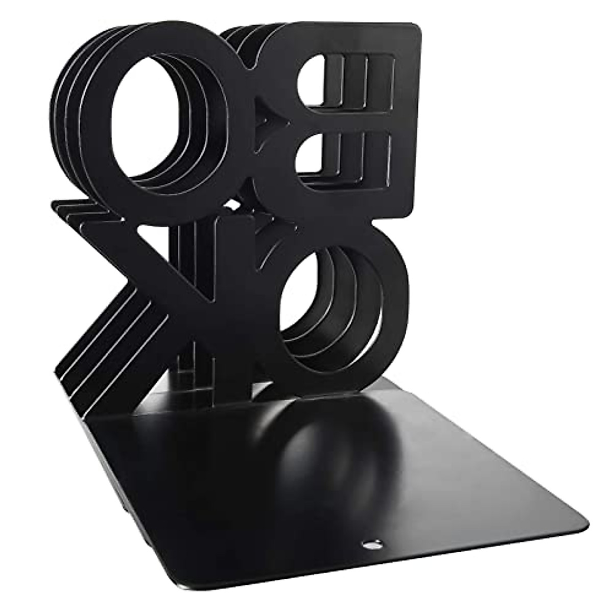 Book Ends - Decorative Metal Book Ends Supports for Bookrack Desk (Black Book Ends 4 Pack)
