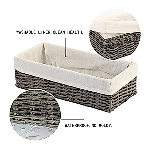 HOSROOME Bathroom Wicker Baskets for Organizing Toilet Paper Basket Storage Basket for Toilet Tank Top Decorative Basket for Closet, Bedroom, Bathroom, Entryway, Office(Set of 2,Grey)
