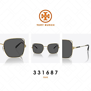 Tory Burch TY6097 331687 55MM Gold/Dark Grey Square Sunglasses for Women + BUNDLE With Designer iWear Eyewear Kit