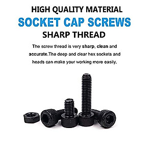 Comdox 500pcs Alloy Steel Socket Cap Screws Hex Head Bolt Nuts Assortment Kit with Box, M3 M4 M5 Thread Size, Black Oxide Finish