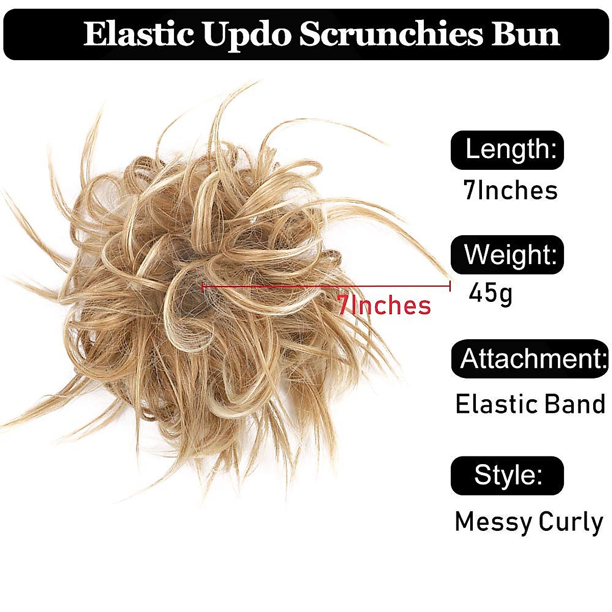 HMD Tousled Updo Messy Bun Hair Piece Hair Extension Ponytail With Elastic Rubber Band Updo Extensions Hairpiece Synthetic Hair Extensions Scrunchies Ponytail Hairpieces for Women