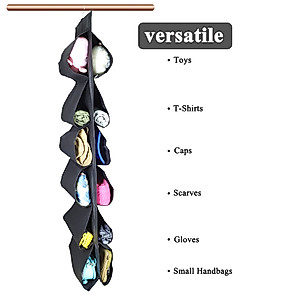 asoqwal 2 Pack 12 Large Pockets Hanging Shoe Organizer for Closet with Roating Hanger for Storage Mens Shoes,Kids Clothes,Also can used as Travel shoe rack hanging,Black