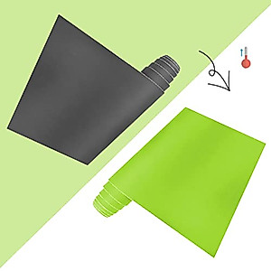 XHT Thermochromic Color Change Faux Leather, 12 x 53 Inch Heat Sensative Leather Fabric for DIY Phone Case Handbags Belt Wallets, Black to Fluorescent Green