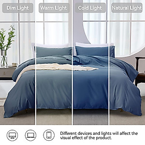JELLYMONI Duvet Cover Full Size Ultra Soft- Eucalyptus Lyocell Cotton Blend Silky Cooling Comforter Cover Set, Hypoallergenic and Moisture Wicking Breathable Bedding, 3-Piece Set, Indigo