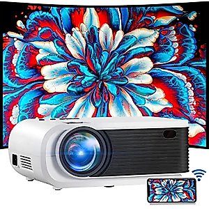 WiFi Bluetooth Projector, 2022 Upgraded HD Movie Projector with Synchronize Smartphone Screen, Portable Projector Supports 1080P, Compatible with iOS/Android/TV Stick, and HDMI/USB/VGA…