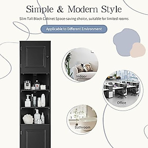 Merax Corner Cabinet Freestanding Floor Bathroom Storage Space Saver with Doors and Adjustable Shelves for Home, Kitchen, Tall Slim