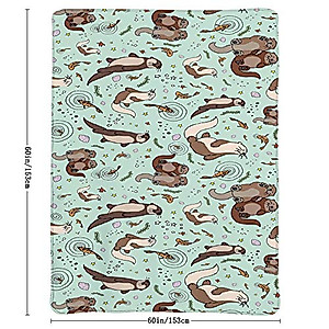 Sea Otters Hold Hands Blanket ,Fleece Throw Blanket Super Soft Warm Therma Plush Bed Couch Living Room
