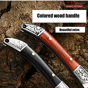 LEYAOAndizhich Folding Pocket Knife, Camping Gear, Outdoor Survival Tool, Strong and Durable Full Stainless Steel, Imitation wood handle, Suitable for Fishing, Hiking, Dad, Husband, Boyfriend 2 Pcs