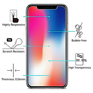 iPhone X Screen Protector, TANTEK Tempered Glass/Case Friendly Screen Protector for Apple iPhone X / 10 (2017) (3-Pack)