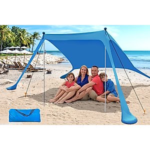 YENGIAM Beach Canopy Beach Tent Pop Up Shade 7.5X7.5 FT Portable Sun Shelter Extra Windproof Rope Stable Sun Protection with Carry Bag Easy Set Up for Family Outdoor Camping Fishing Backyard Picnics