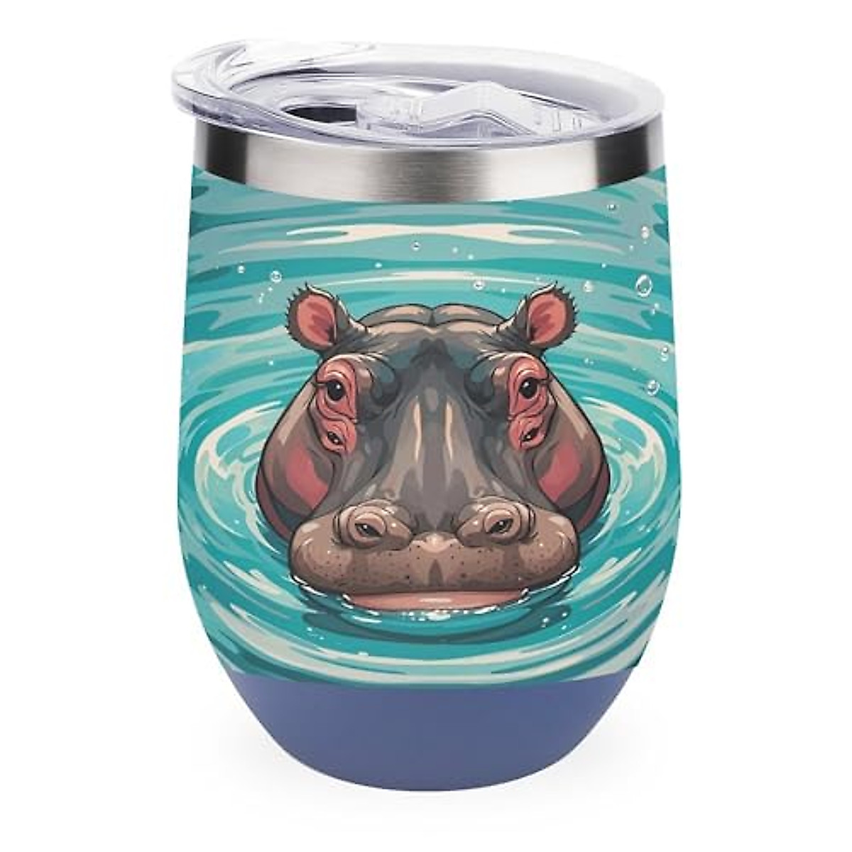 OPTKSNCU 304 Stainless Steel Insulated Cup with Lid, Cute Hippopotamus Print Print Durable, And Easy to Clean – Ideal for Home, Office, And Gift Giving