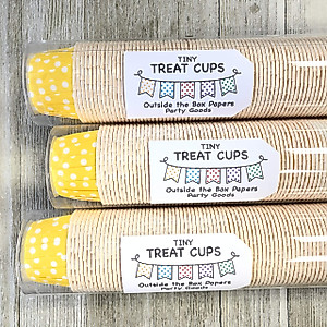 Bulk MINI Candy Nut Paper Cups - Mini Baking Liners - Yellow White Polka Dot - 100 Pack
