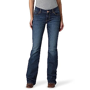 Wrangler Women's Retro Mae Rise Stretch Boot Cut Jean, Mid Wash, 9W x 32L
