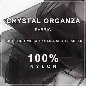 Black Organza Tulle Fabric Rolls, Crystal Organza 12" by 50 Yards (150 ft) Sheer Nylon Silky Shiny Netting Spool Bolt for DIY Craft Table Runner Wedding Baby Shower Party Decor (Black)