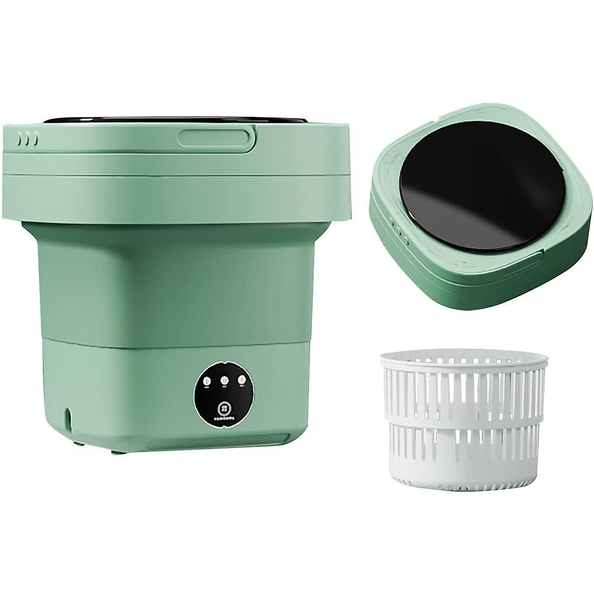 Small Portable Washing Machine, Mini Washer 9L High Capacity with 3 Modes Deep Cleaning for Underwear, Baby Clothes, or Small Items, Foldable Washing Machine for Apartments, Camping, Travel (Green)