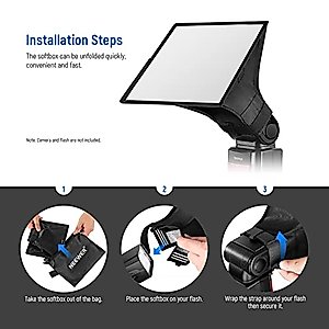NEEWER Flash Diffuser Light Softbox 6" x 5", Universal, Collapsible with Storage Pouch Compatible with Canon Nikon Sony Godox Yongnuo NEEWER speedlight