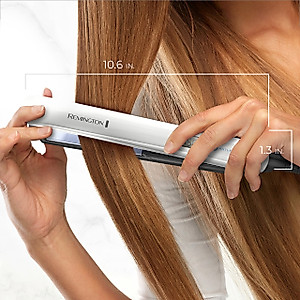 Remington 8510 Anti Frizz Therapy Hair Straightener, 1 Inch Ceramic Flat Iron with Digital Controls, White