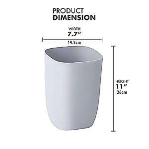 mingol Bathroom Trash Can, Small Garbage Can for Bedroom, Living Room, Kitchen, Slim Cute Plastic Waste Basket for Office, 7L, Grey