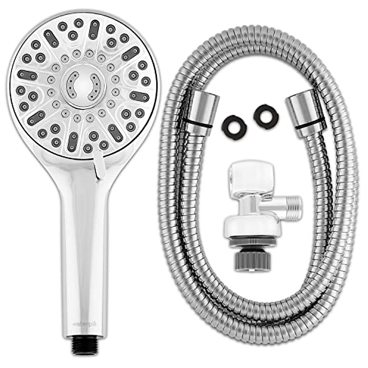 Waterpik ShowerClean Pro Hand Held Shower Head High Pressure Rinser With Built-in Power Jet Wash Shower Cleaner In Chrome, QCW-763ME