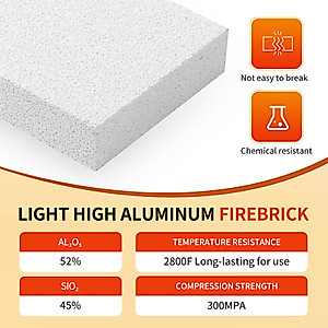Fire Brick Insulating Fire Bricks for Wood Stove Forge(Pack of 24)2400F Rated FireBrick Clay Firebricks Replacement Insulation Fire Block for Grill Fireplace Fire Pit Kiln Pizza Oven (9"x4.5"x1.25")