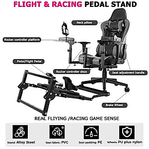 Minneer Flight Racing Joystick Bracket with Gaming Chair Compatible with Logitech/Thrustmaster X56 X52 A10C Hotas Warthog (Include Joystick Mount Base + Stand + Pedal Mount)