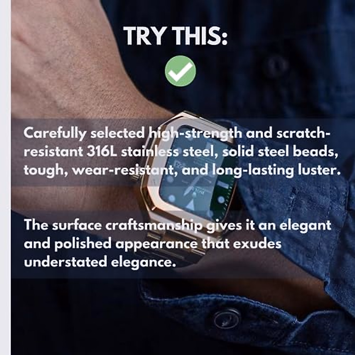 High-end Luxury Stainless Steel Metal Watch Case with Band Compatible with Apple Watch Band Series 4 5 6 7 8 Ultra 40mm 41mm 44mm 45mm 49mm for Women Men