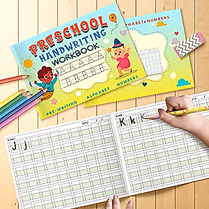 Kindergarten/Preschool Handwriting Workbook- Alphabet & Number Tracing Writing Paper with Lines, Learning Tools for Age 2/3/4/5 Year Old Kids/Boys/Girls, ABC Learning for Toddler, Homeschool Supplies