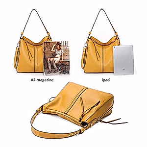 Montana West Large Leather Hobo Handbag for Women Studded Shoulder Bag Crossbody Purse (Mustard) MWC-1001MSTD