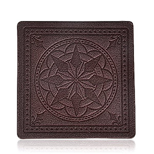 Drink Coasters,365park PU Leather Coasters Set of 6 with Holder for Drinks Glasses-Functional and Decorative,, Coffee