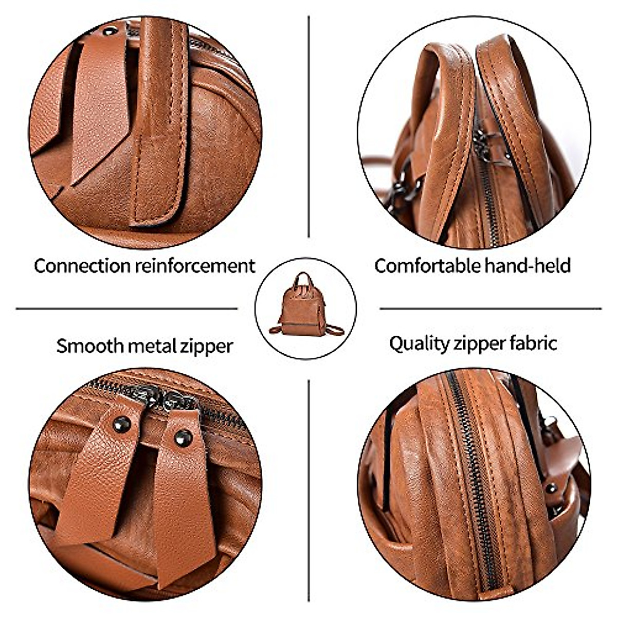 Alovhad Women Pu Leather Backpack Purse Fashion Dayapack Large Casual Travel Shoulder Bag (Brown)