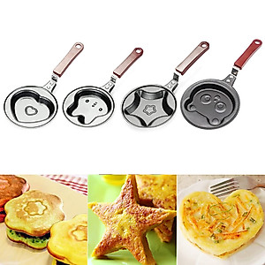 Elvaesther 4pcs Pancake Pans, Pancake Maker, Pancake Shaper for Kids, Cute Breakfast Frying Pans Multipurpose Non-Stick Omelette Pan Egg Frying Pan Mini Egg Pancake Frying Pan