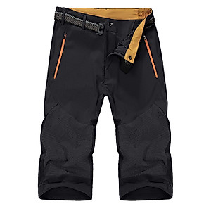 TACVASEN Men's Cargo 3/4 Long Shorts Quick Dry Below Knee Capri Slim FIit Pants Black, 34