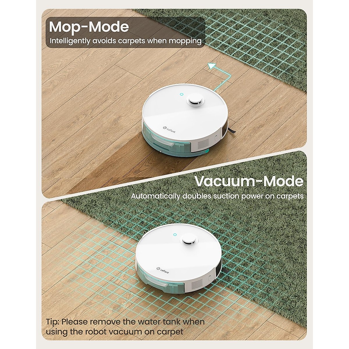 Lefant N3 Robot Vacuum and Mop Combo, Precision Mapping with Lidar & dToF Sensors, Max 4000Pa Suction, Ultrasonic Carpet Detection, Robotic Vacuum Cleaner with Sonic Mopping, WiFi/App/Alexa Control