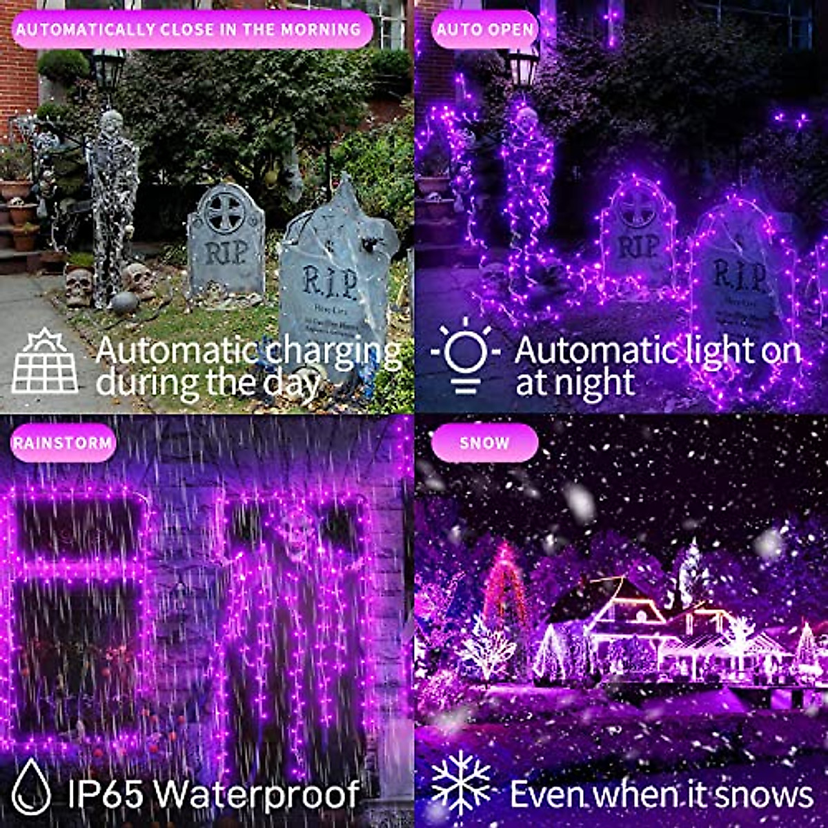 SOLARBABY Solar String Lights, 8 Modes Christmas Decorative Solar String Lights Outdoor Waterproof 200 Led Solar Fairy Lights White for Home Lawn Garden Wedding Patio Party Holiday-2 Pack