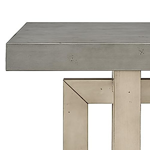 Hlcodca Contemporary Console Table with Industrial-Inspired Concrete Wood Top, Wood Legs, Extra Long Entryway Table for Entryway, Hallway, Living Room, Foyer, Corridor (Gray)