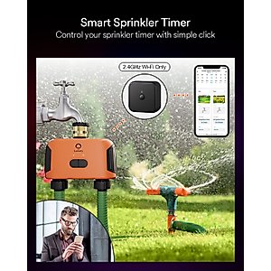 Lumary Smart Sprinkler Timer 2 Zone, WiFi Water Timer for Garden Hose, Brass Inlet Water Hose Timer Outdoor, Manual/Automatic Drip Irrigation Timer, App/Voice Control Work with Alexa
