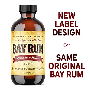 Bay Rum Aftershave Splash for Men - Crafted with Authentic Bay Oils from Dominica Republic in the Virgin Islands - Natural and Pure Ingredients - 4oz. - from Barberry Coast Shave Co.