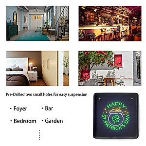 XYHX Metal Tin Sign-Happy st Patricks Day Vector Illustration in neon Style Sign Greeting Card Postcard ne-Metal Retro Home Kitchen Office Garden Garage Wall Decor Plaque 8x8inch zs, White 3